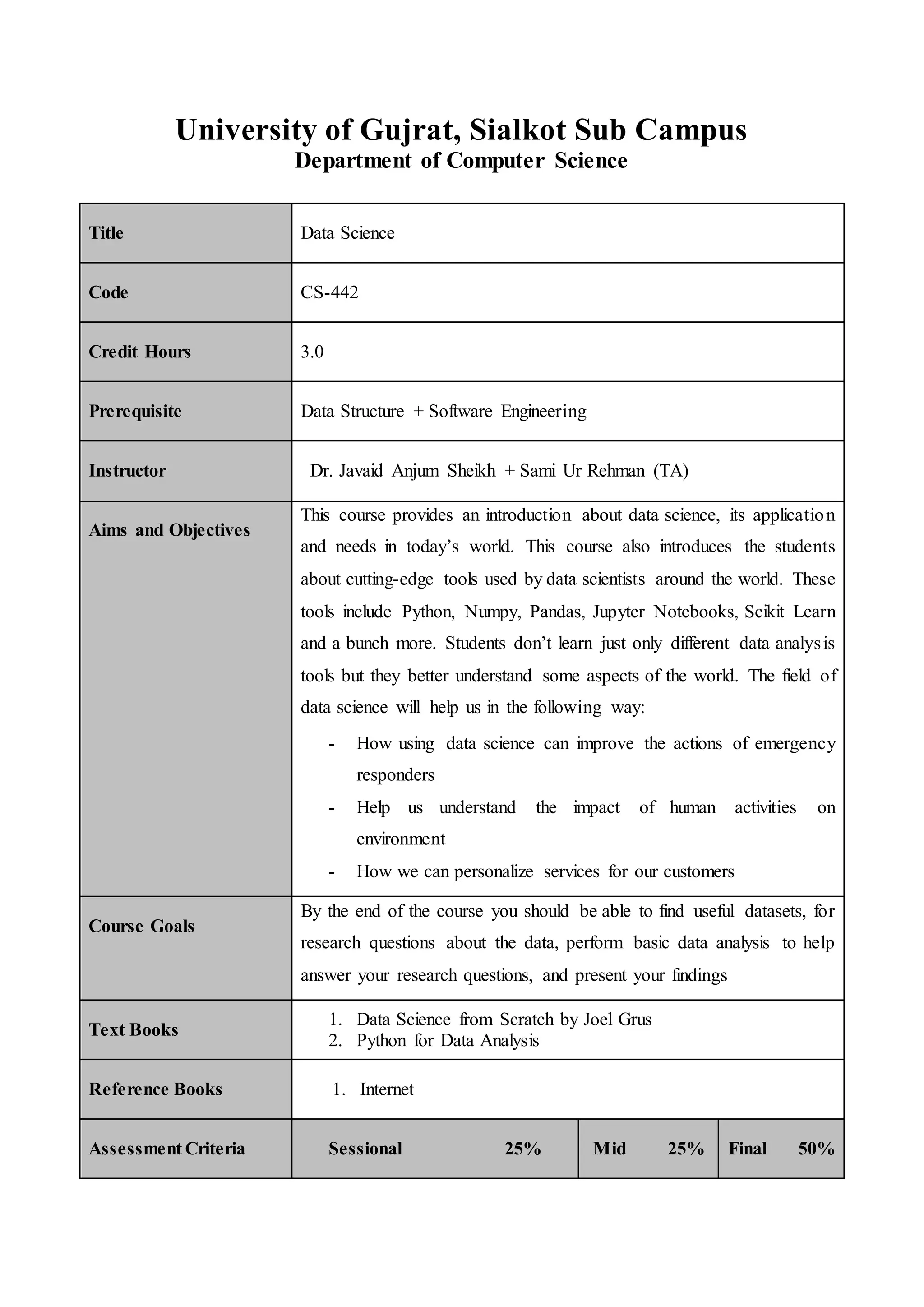 Course outline | DOCX