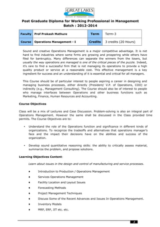 Course outline pgwpm | PDF