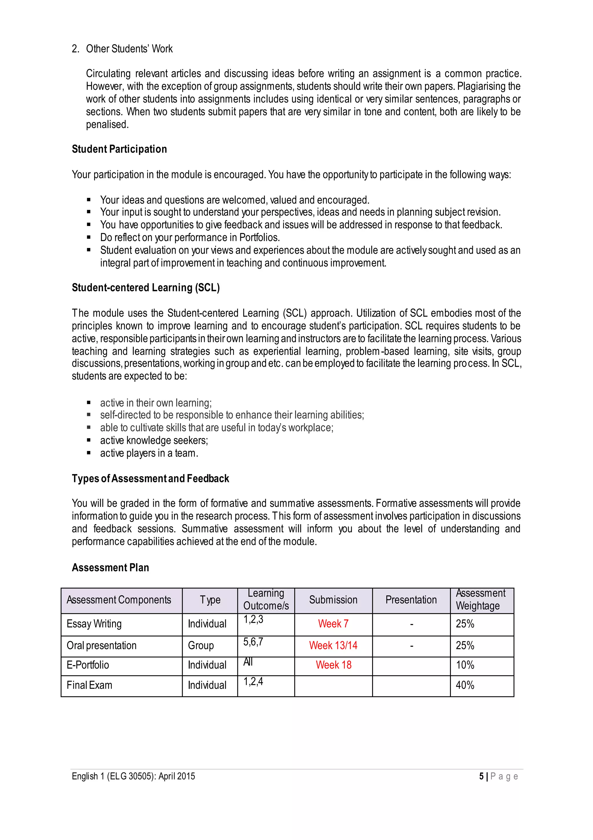 Module outline (2015) | DOCX