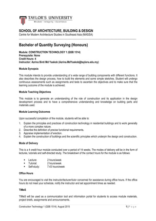 Construction Technology Course outline | PDF