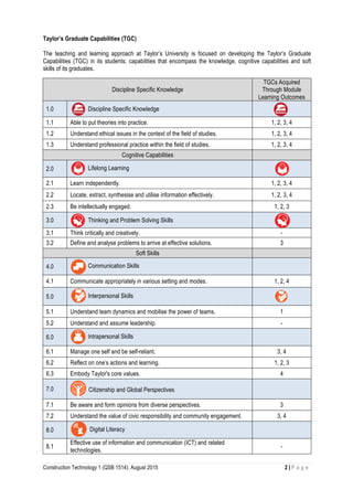 Construction Technology Course outline | PDF