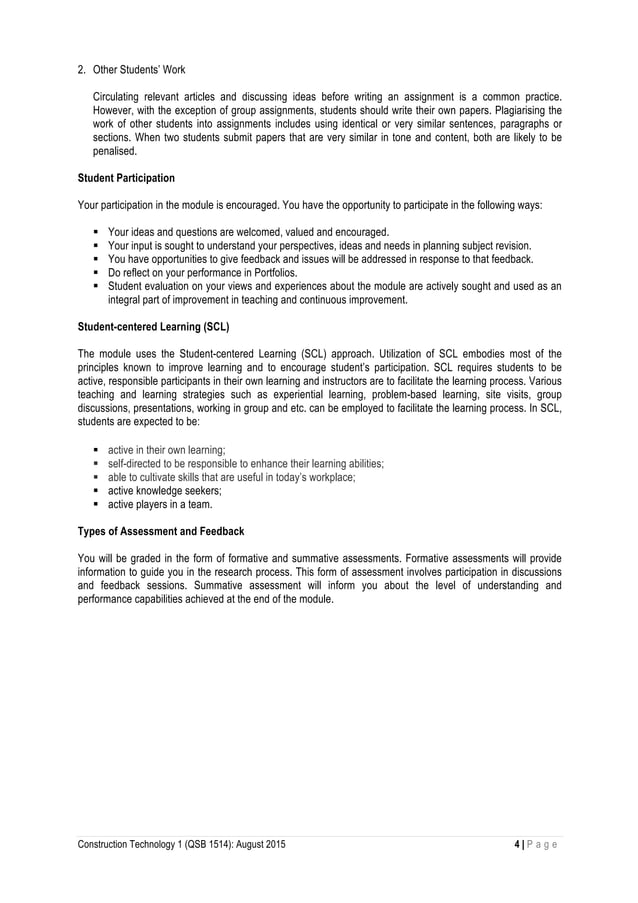 Construction Technology Course outline | PDF | Educational Assessment ...