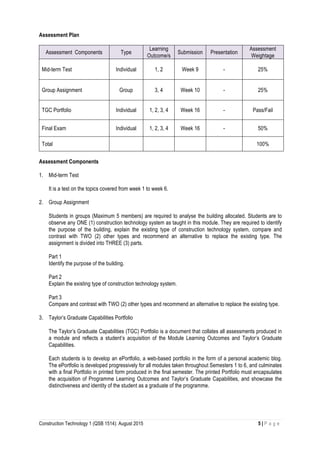 Construction Technology Course outline | PDF