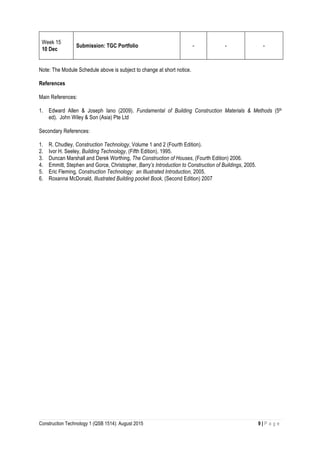 Construction Technology Course outline | PDF