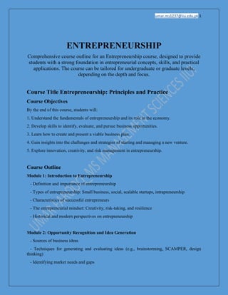 Course Outline Entrepreneurship Course.pdf