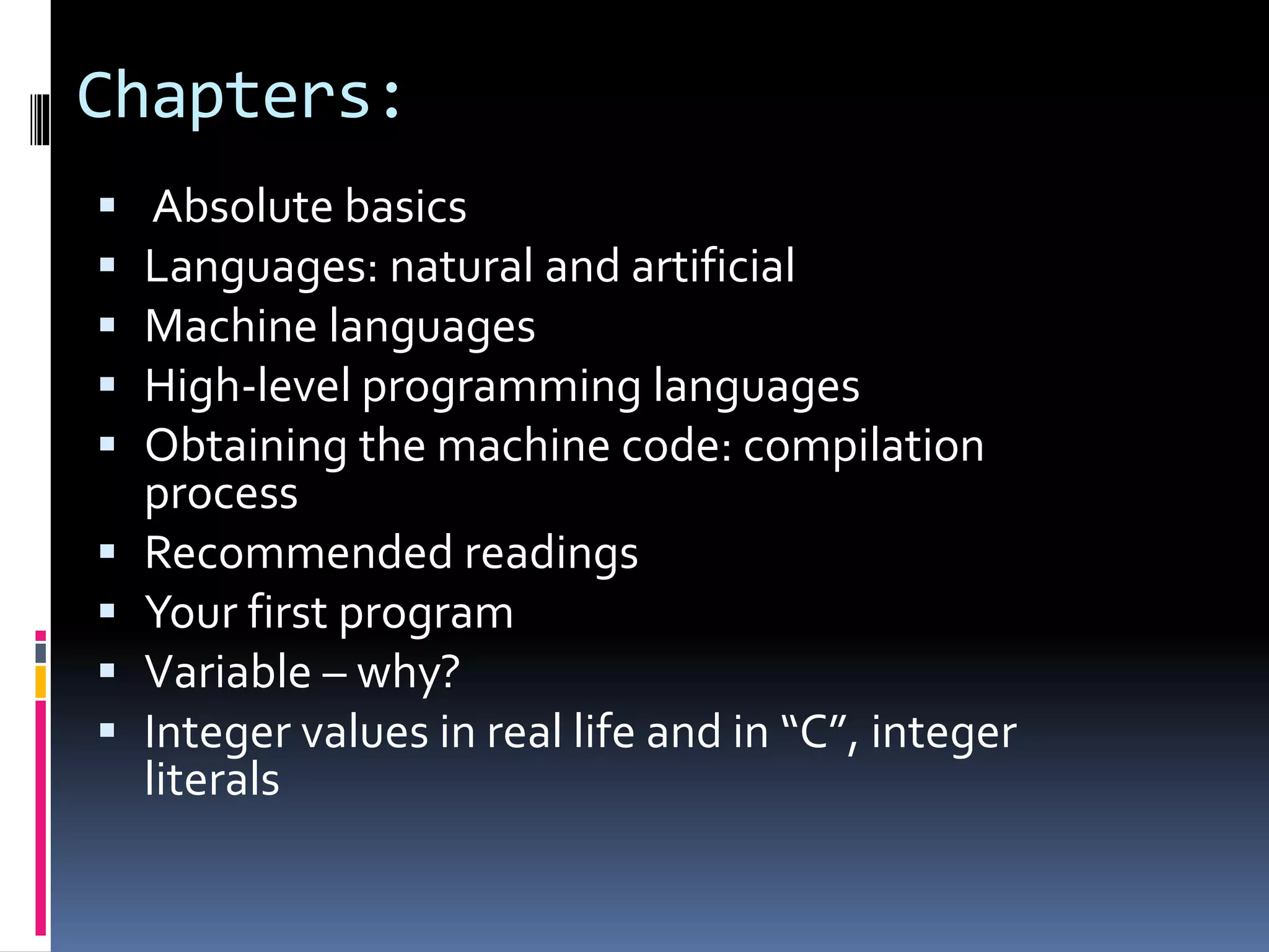 Course outline for c programming | PPTX