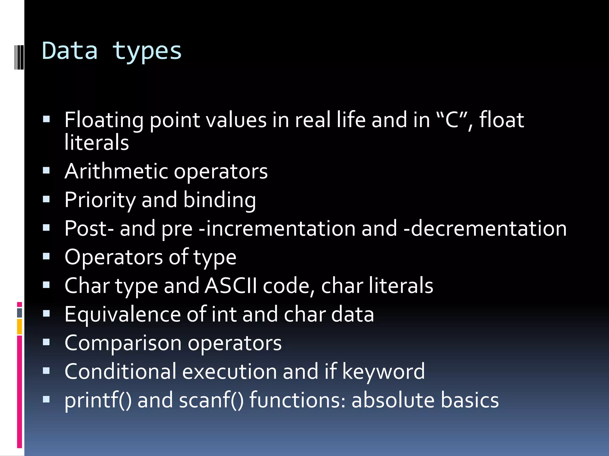 Course outline for c programming | PPTX