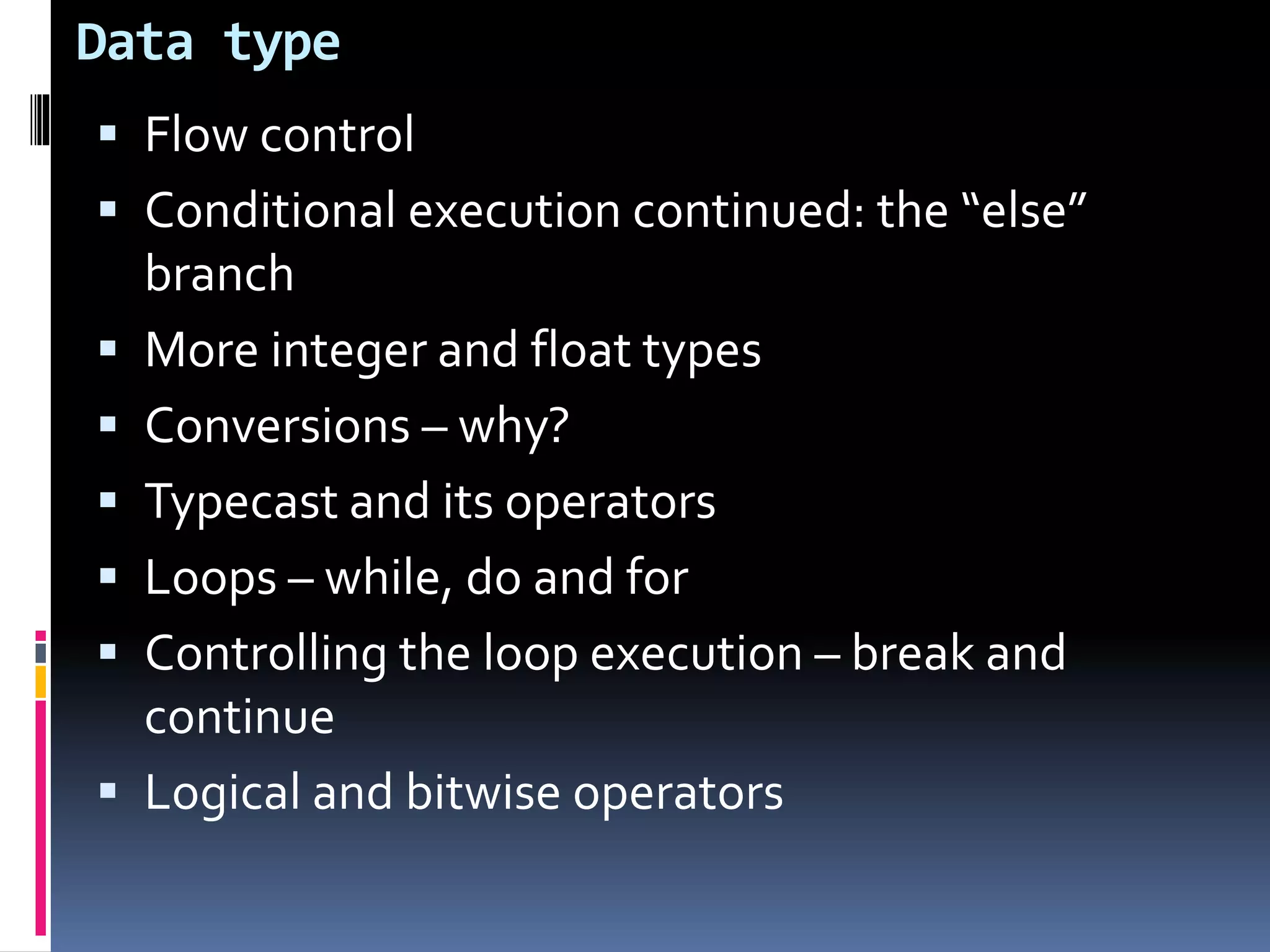 Course outline for c programming | PPTX