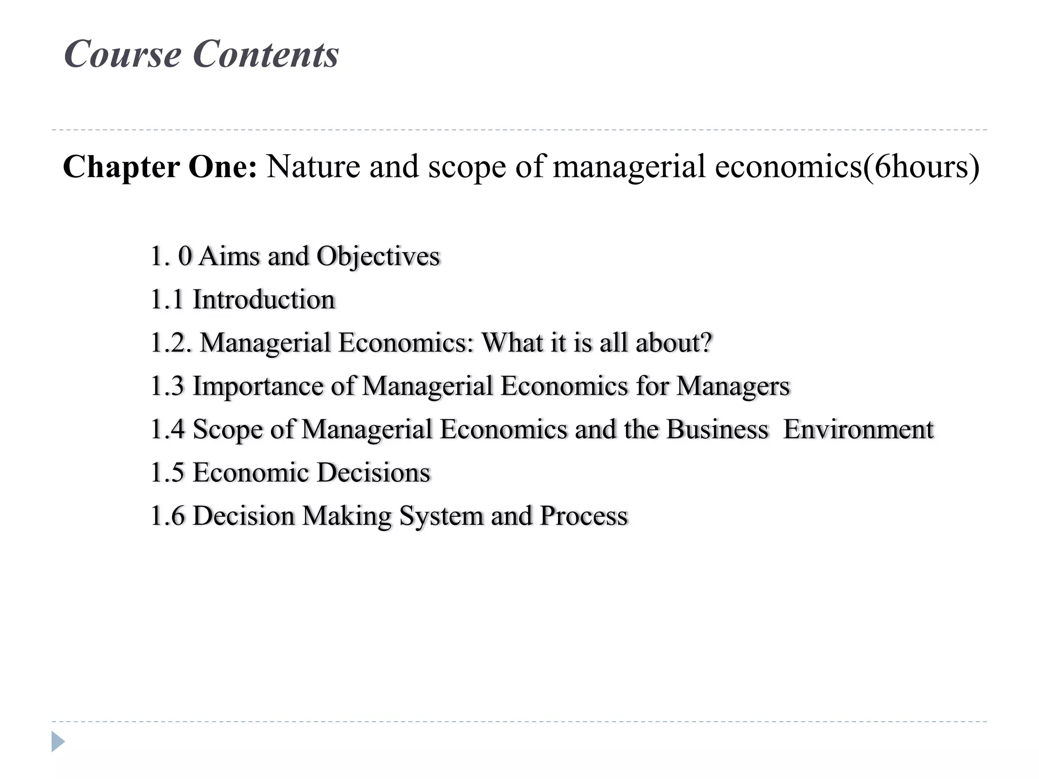 Course outline managerial economics.ppt | Business Administration | Business