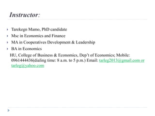 Course outline managerial economics.ppt | Business Administration | Business