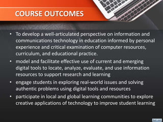 Course outline of ict 3rd semester ade | PPTX