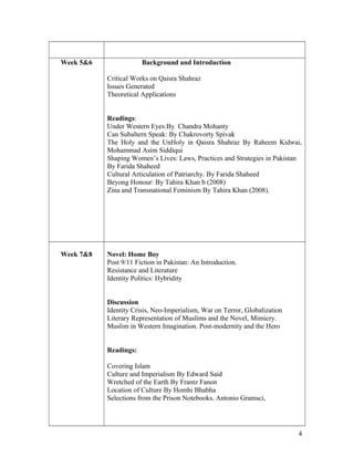 Course outline pakistani literature final | DOC