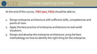 SDB4313 Enterprise Architecture Course Overview | PPTX