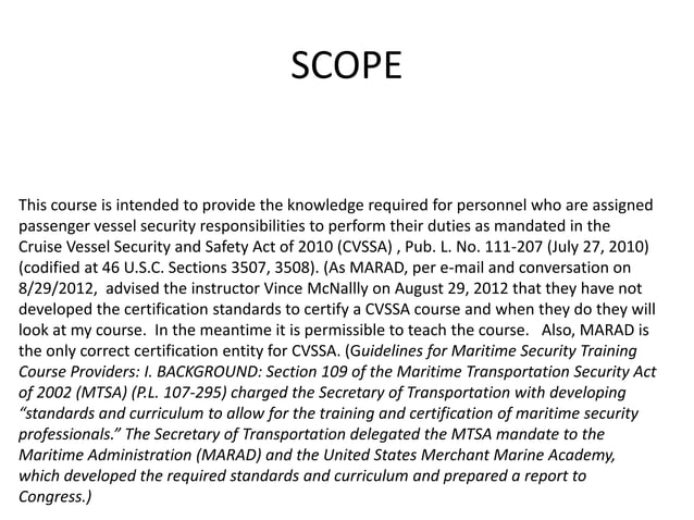 one week ADVANCED SHIP SECURITY COURSE | PPT