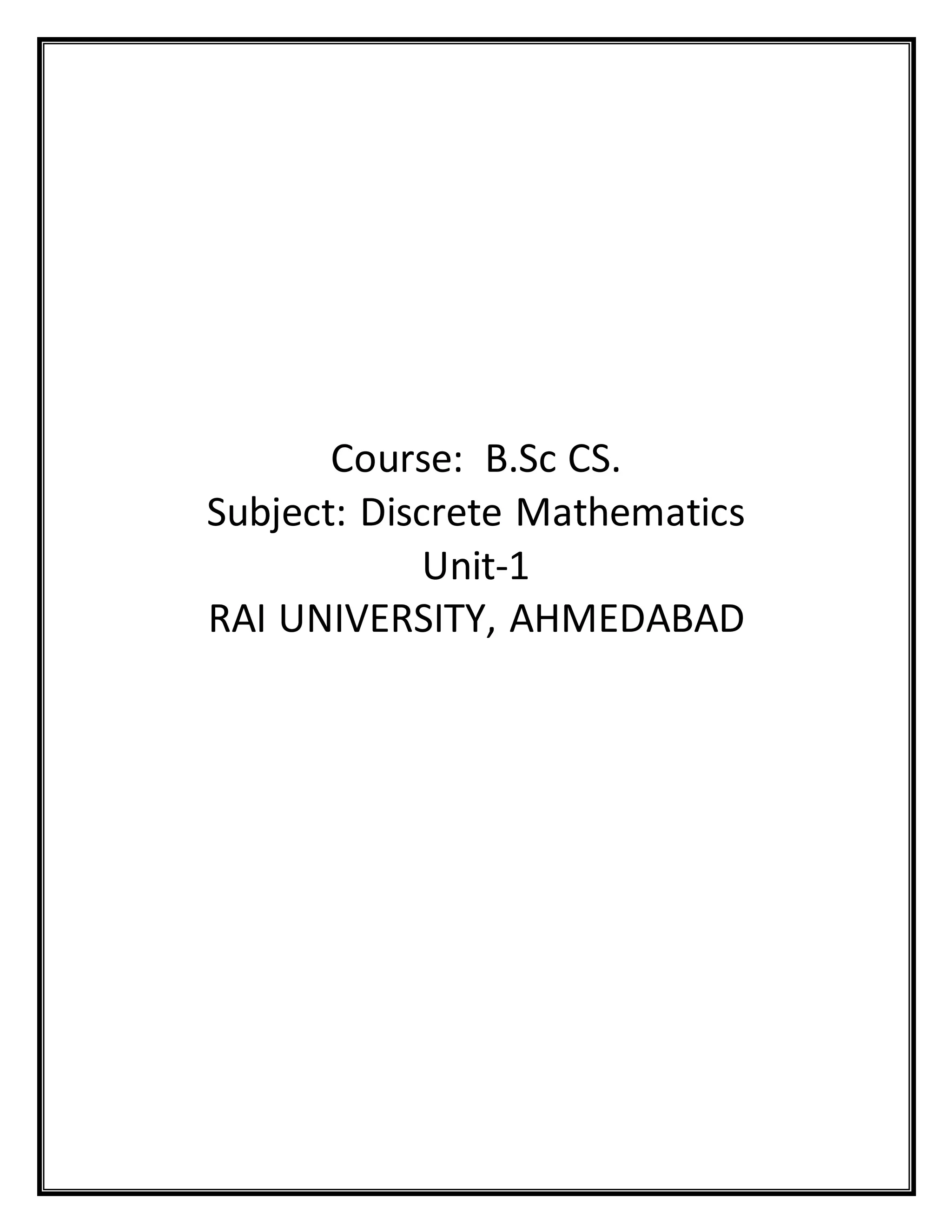 BSC_COMPUTER _SCIENCE_UNIT-1_DISCRETE MATHEMATICS | PDF