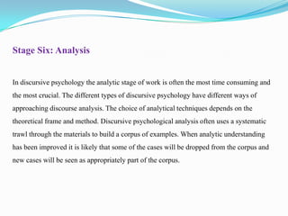 Discourse analysis and discursive psychology | PPTX