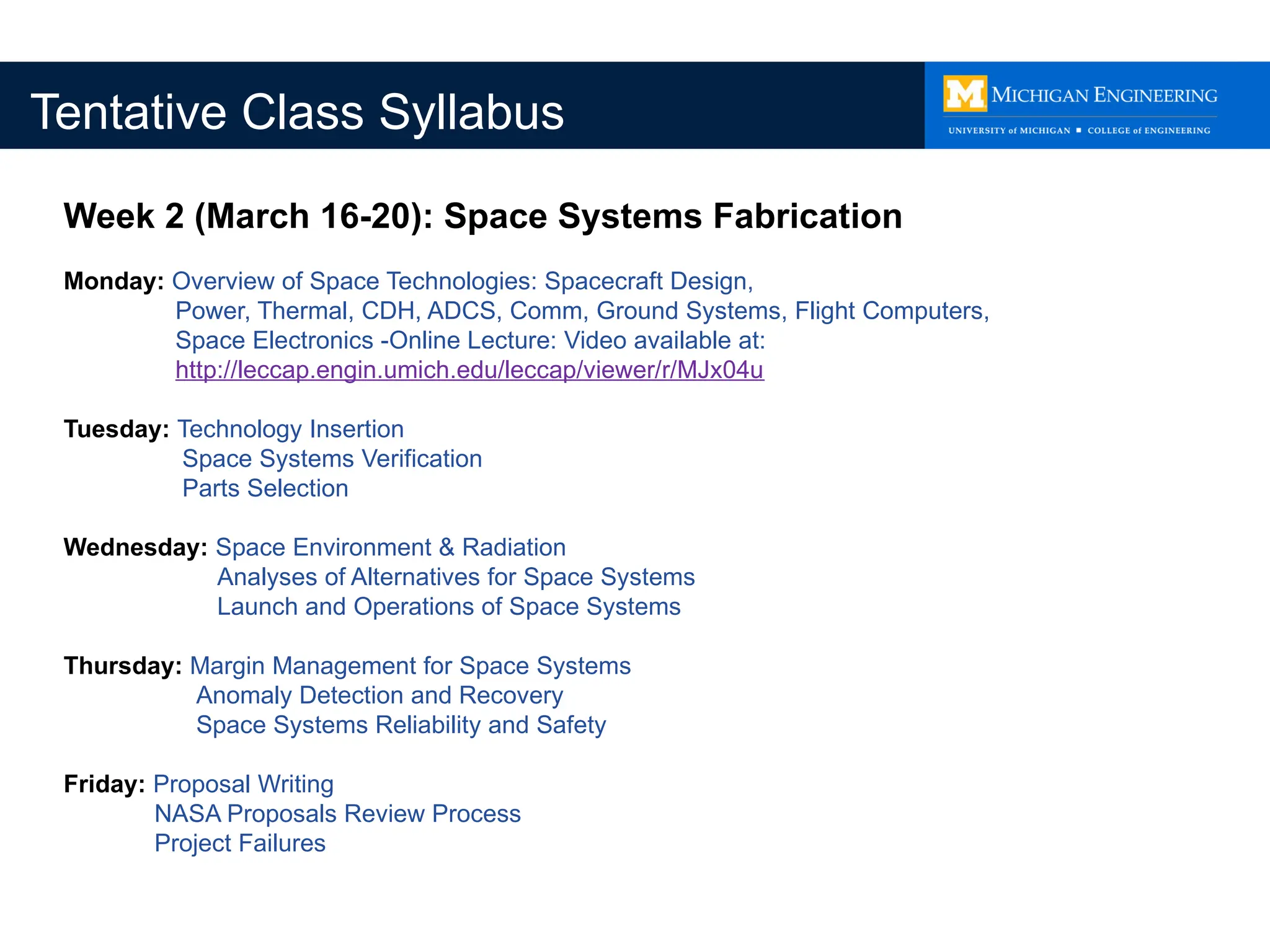 Introduction to spacecraft techonology UM | PPTX
