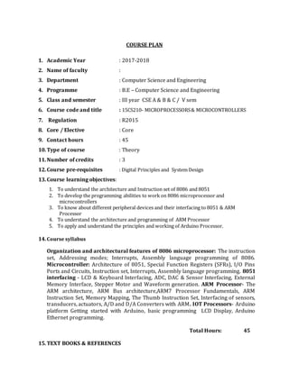 Course plan mpmc | PDF