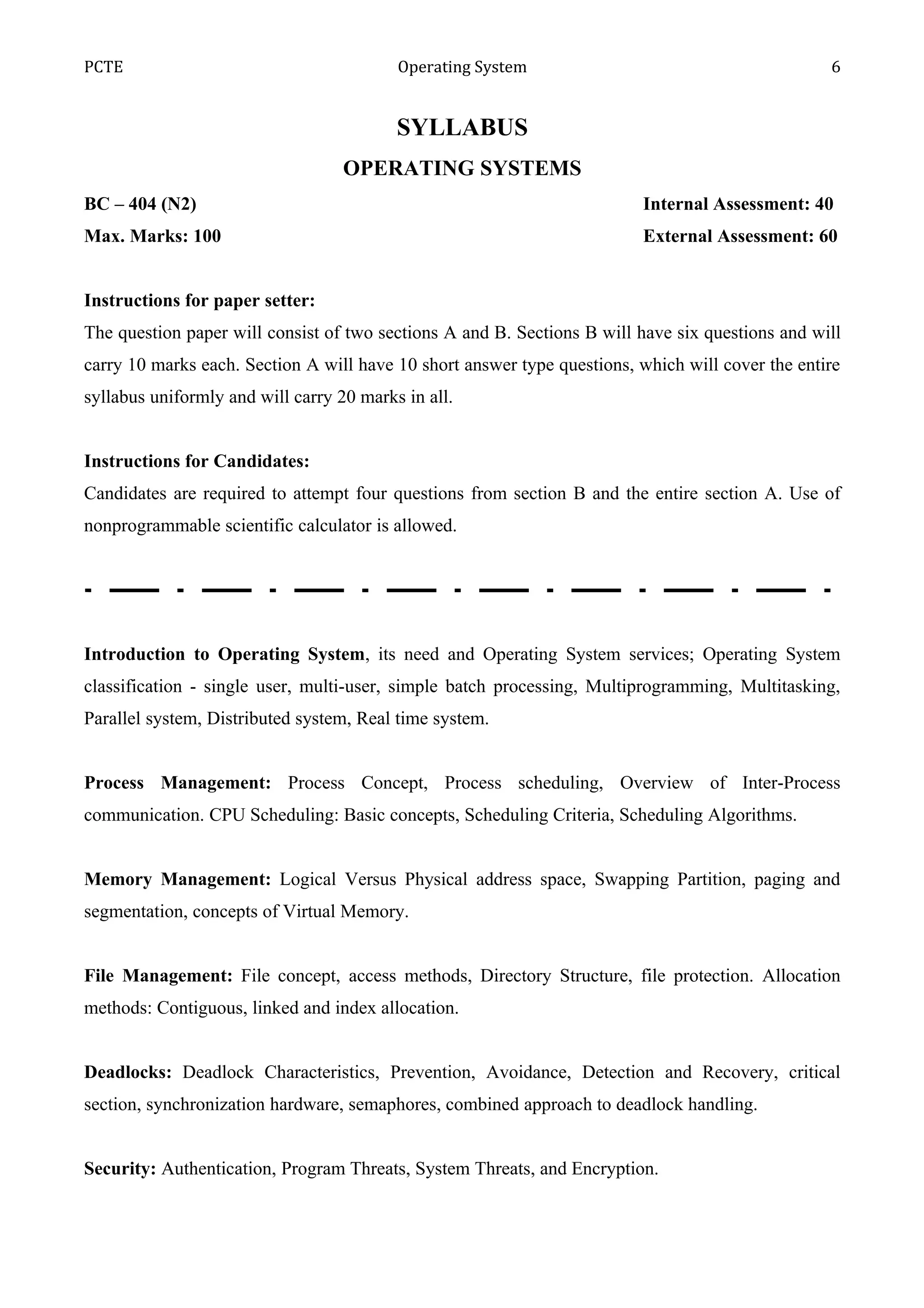 Course plan os | DOC