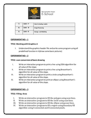Course plan computer graphics lab | DOCX