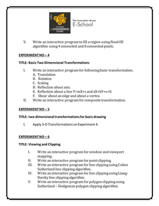 Course plan computer graphics lab | DOCX