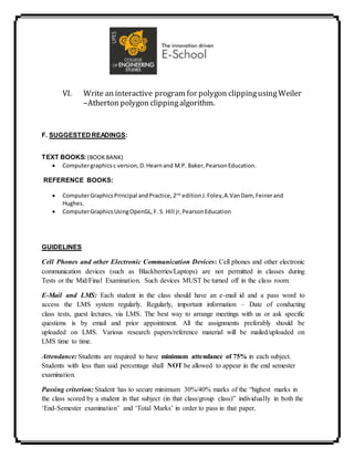 Course plan computer graphics lab | DOCX