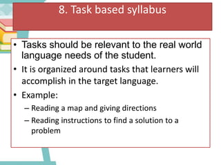 Course planning and syllabus design in language teaching | PPTX