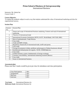Course plan of international business | PDF