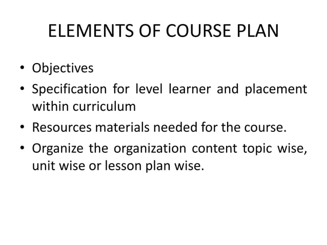 COURSE PLAN &UNIT PLAN | PPTX | College Planning | College Education