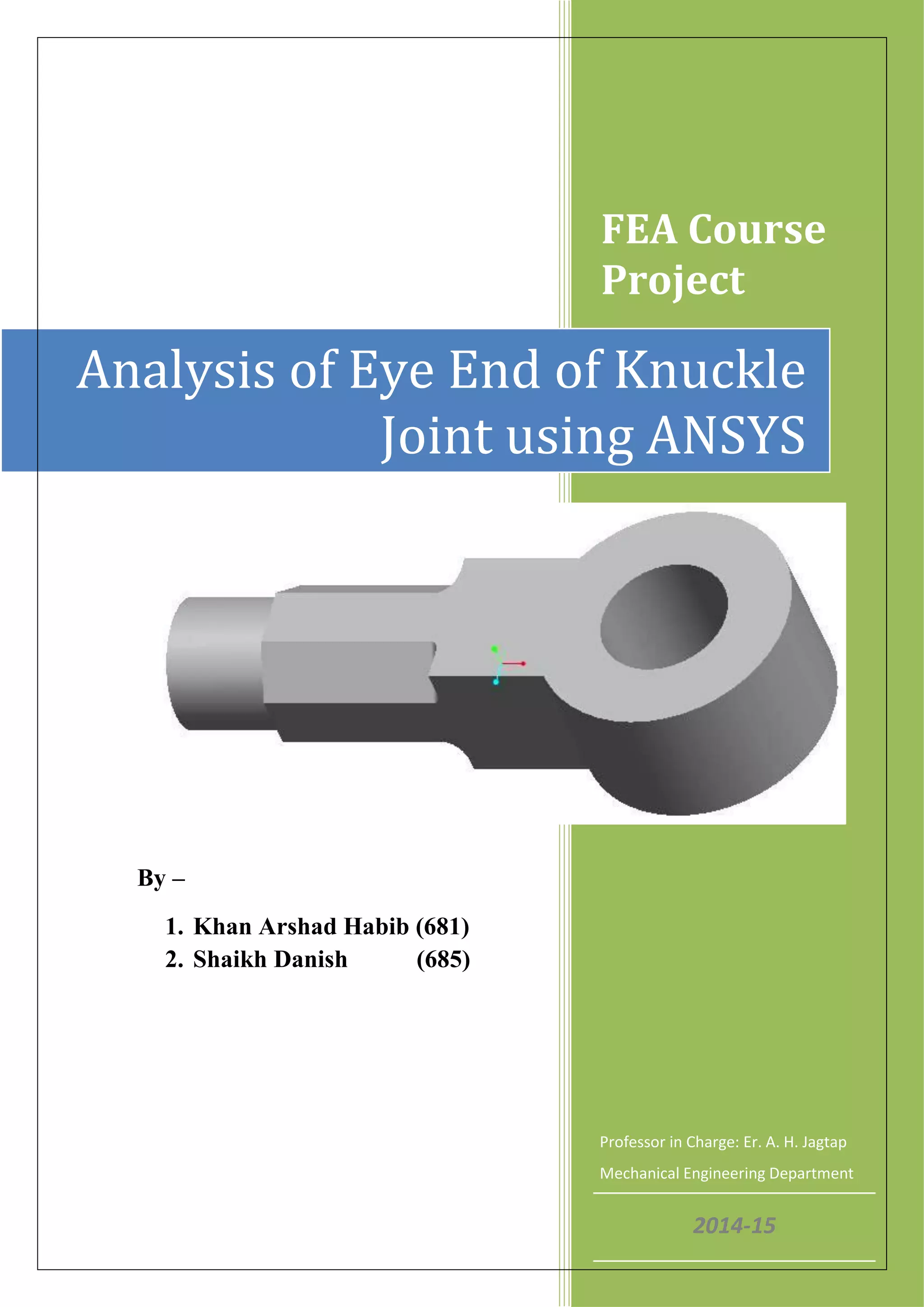Analysis of Eye End of Knuckle Joint using ANSYS | PDF