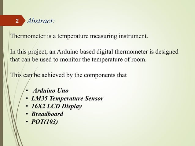 Digital Thermometer Arduino Based Abstract Details | PPTX | Physics ...