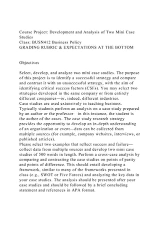 Course Project Development and Analysis of Two Mini Case Studies.docx