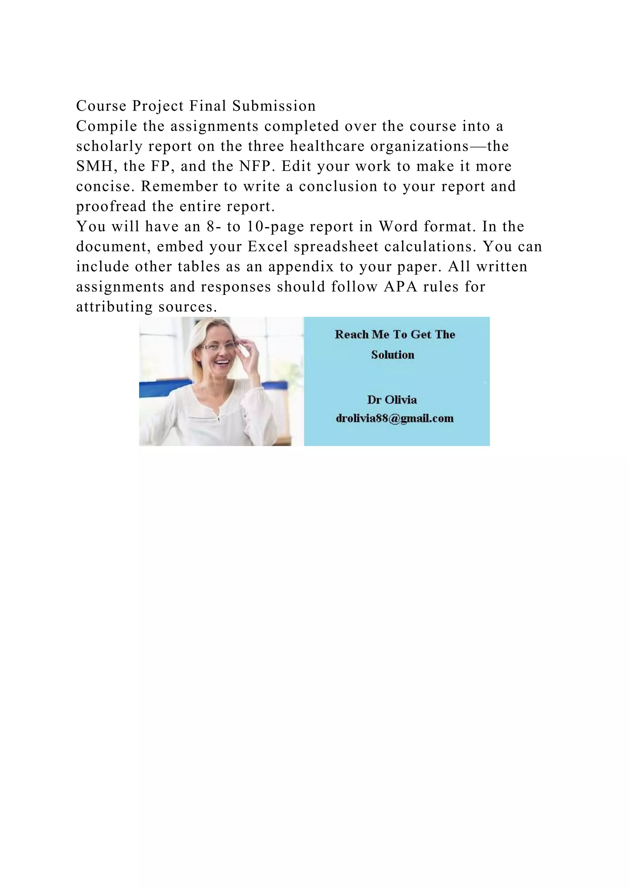 Course Project Final SubmissionCompile the assignments completed o.docx