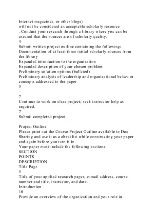 Course Project Leadership and Organizational Behavior in ActionOb.docx