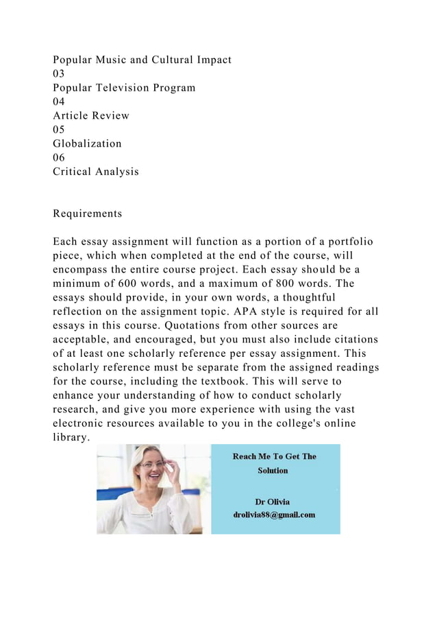Course Project OverviewYour Popular Culture Project, a portfolio o.docx
