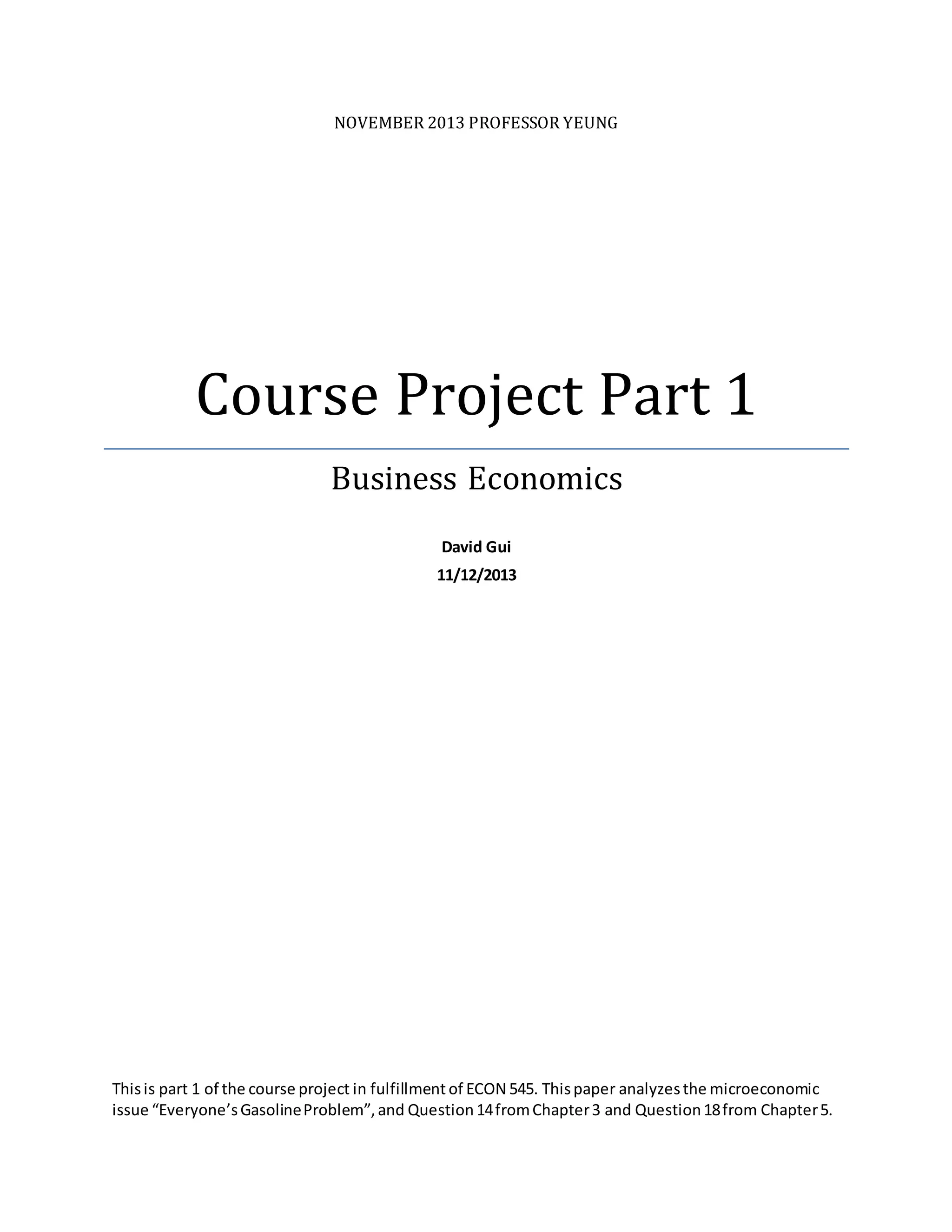 Course project part 1 econ 545 | PDF