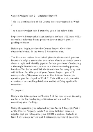 Course Project Part 2—Literature ReviewThis is a continuation o.docx