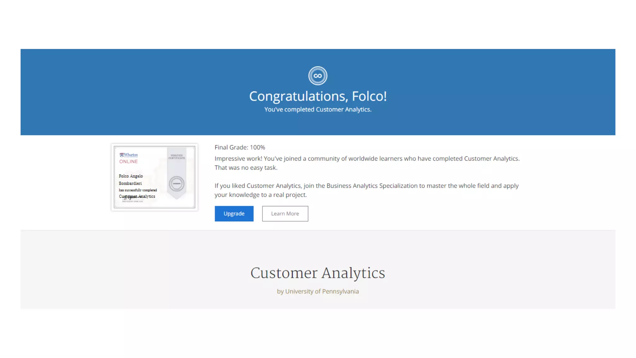 Coursera Business Analytics Specialization I - Customer Analytics | PPT
