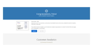 Coursera Business Analytics Specialization I - Customer Analytics | PPT