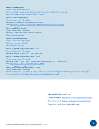Resources of Coursera Gamification Course | PDF