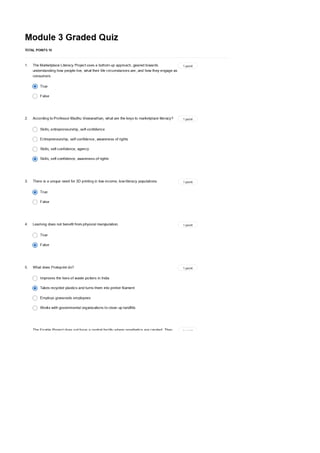 COURSERA 3D PRINTING APPLICATIONS QUESTIONS AND ANSWERS | PDF