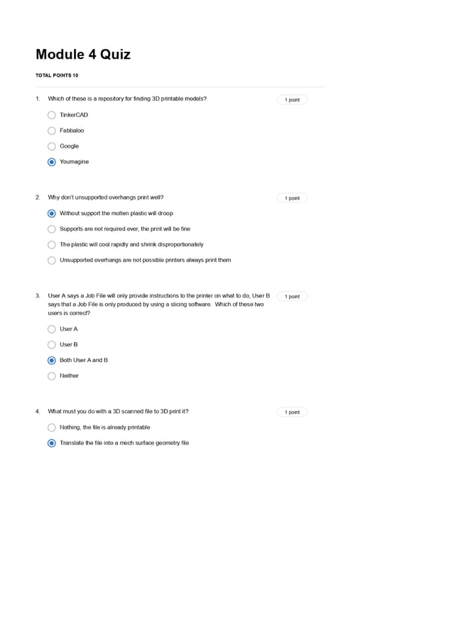 Coursera 3D Printing Hardware Questions and Answers | PDF