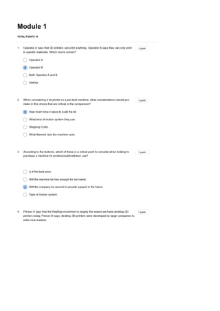 Coursera 3D Printing Hardware Questions and Answers | PDF