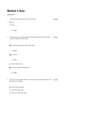 Coursera 3D Printing Software Questions and Answers | PDF