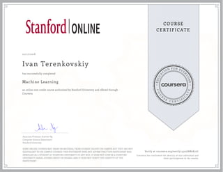 ML Course certificate | PPT