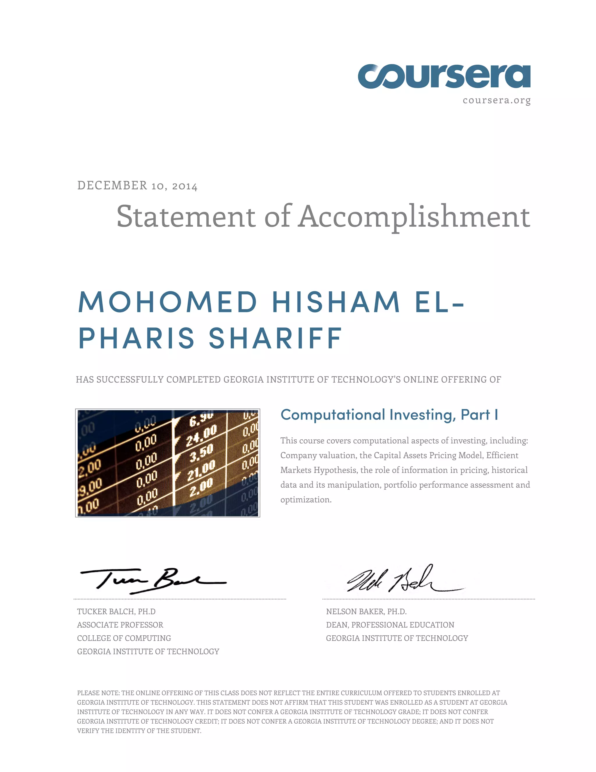 Coursera compinvesting1 2014 | PDF