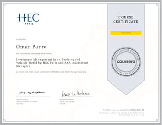Investment Management in an Envolving and Volatile World by HEC Paris ...