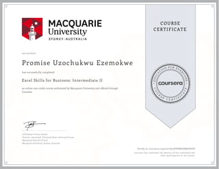 Coursera intermediate II certificate | PDF