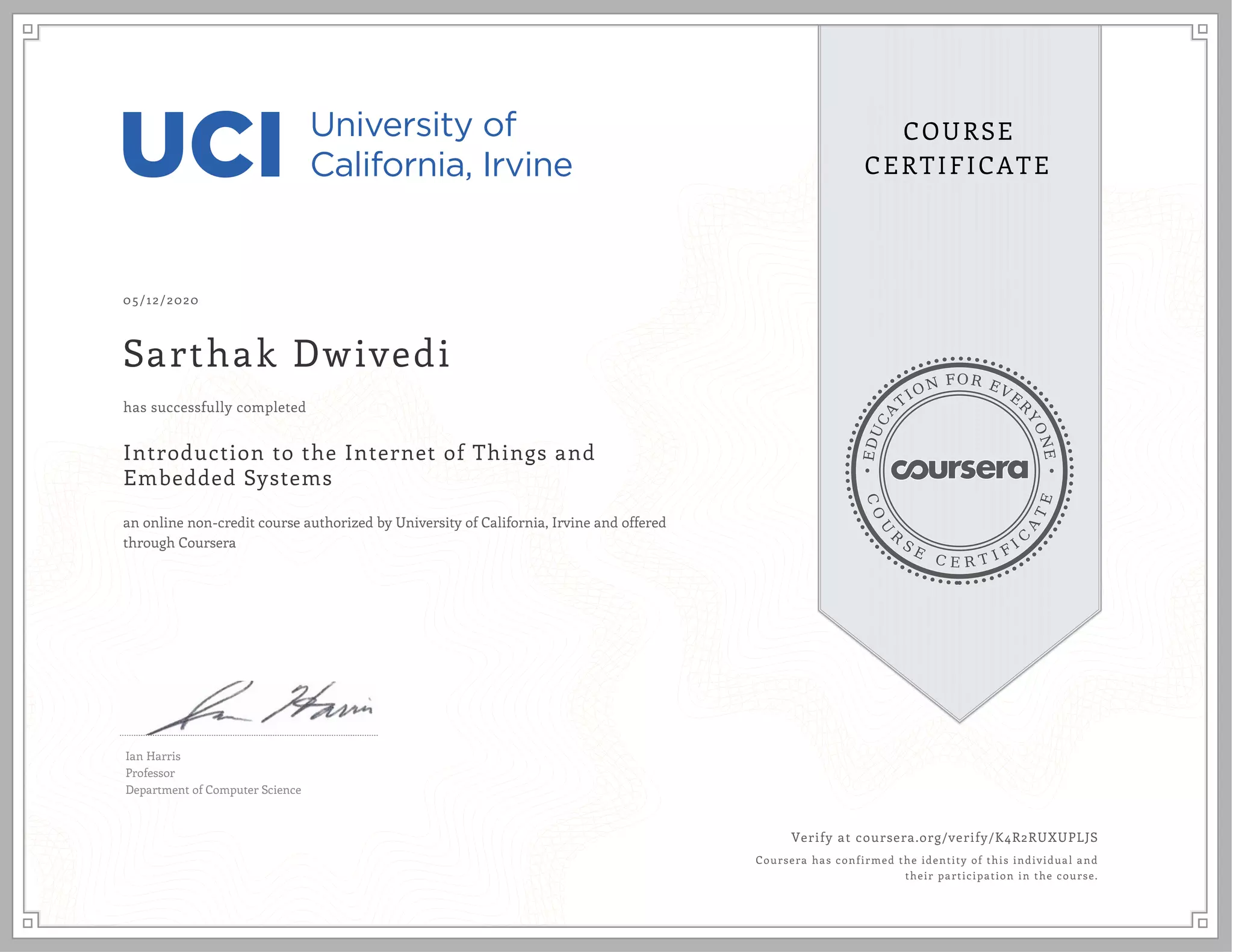 Coursera University of California, Irvine IOT and Embedded System | PDF ...
