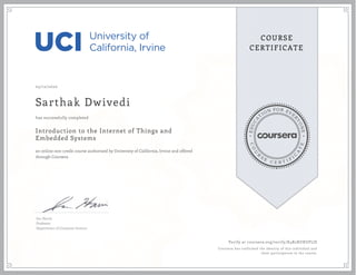 Coursera University of California, Irvine IOT and Embedded System | PDF | Technology Industry ...